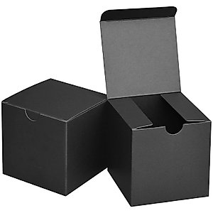 Fairlegend Small Black Gift Boxes 4x4x4 Black Kraft Paper Boxes for Gifts, Party Favors, Showers, Crafts, Candy Boxes, 100 Pack, Matte Black, 4 x 4 x 4 inches