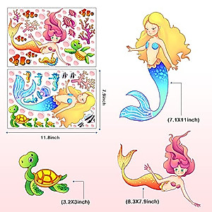 MESU Glow in The Dark Mermaid Wall Decals Sea Turtle Luminous Sticker Seahorse Ceiling Decor for Girls Room Nursery Mermaid