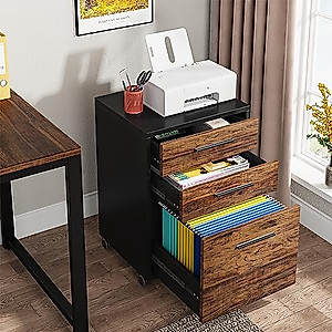 Tribesigns 63" L-Shaped Computer Desk with Mobile File Cabinet, Large Executive Office Desk with 3-Drawer Vertical Filing Cabinet, Business Furniture Sets for Home Office