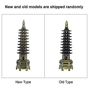 Tower Statue Tower Model Metal Alloy Pagoda Zen Garden Miniature Feng Shui Decoration for Office Home Desktop Ornaments Collectible Figurines