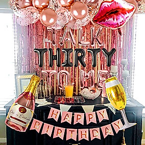 LaVenty 26 PCS Rose Gold Talk 30 to Me Balloons Talk 30 to Me Birthday Decoration Talk Thirty To Me Backdrop Talk Thirty To Me Banner 30th Birthday Decoration for Her Dirty 30 Birthday Decoration