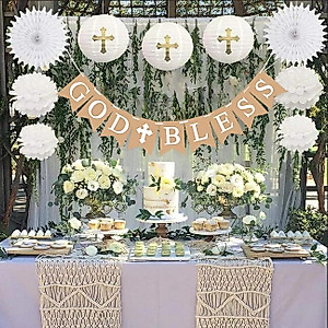 God Bless Banner God Bless Sign First Communion Banner Baptism Banner Baptism Party Supplies for Boys Girls Baptism Decorations Confirmation Decorations Christening Decorations God Bless Decorations