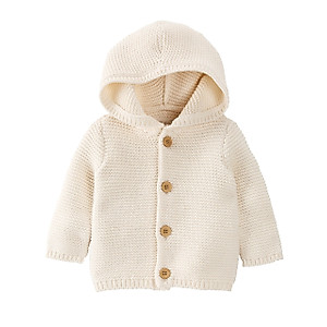 little planet by carter's unisex-baby Organic Cotton Signature Stitch Cardigan, Blush, 18 Months