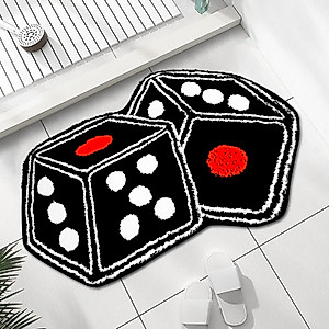 Dice Rug, Cool Dice Decor Mat, Unique Aesthetic Retro Small Area Rugs, Machine Washable Non-Slip Tufted Dice Rugs for Bathroom Bedroom Kitchen Y2K Room Decor (31.5" X 47.2" Black)