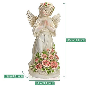 Garden Decor Angel Statue, Outdoor Patio Garden Sculptures & Statues, Solar Yard Decorations Lawn Ornaments Figurines for Outside