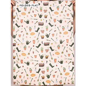 CENTRAL 23 Birthday Wrapping Paper - 6 Sheets of Fun Gift Wrap for Plant Lover - Cute Garden Tools Design - Beige Green - For Plant Mum - Eco Friendly - Recyclable
