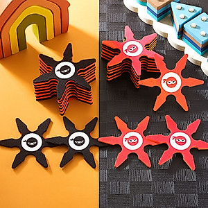 Deekin 8 Pcs Ninja Foam Star Toys Throwing Stars Foam Throwing Toys for Boys Halloween Cosplay Ninja Party Favors Birthday Party Supplies Decorations, 4 Inch, Black and Orange