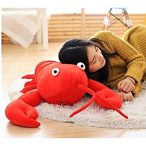 XIZHI Lobster Plush Stuffed Animal Lobster Plush Toy Lobster Pillow Suitable for Christmas and Birthday with Huggable Gifts (Red-Medium)