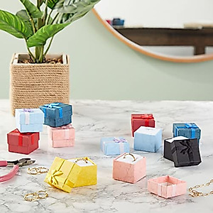 Juvale 24 Count Ring Gift Box Set with Bow for Anniversaries, Weddings, Birthdays (6 Colors, 1.6 x 1.2 in)