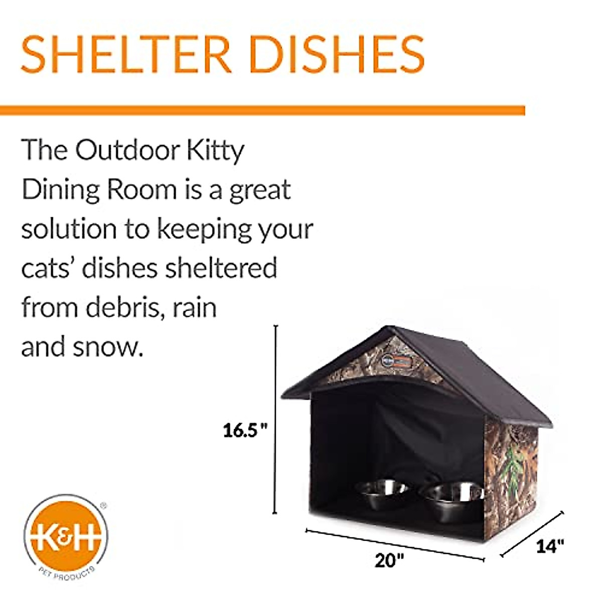 K&H PET PRODUCTS Outdoor Kitty Dining Room Realtree Edge 14 X 20 X 16.5 Inches