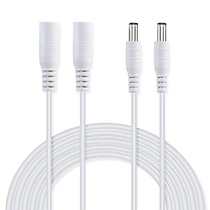 Cable Nahao 2 Pack Power Extension Cable 12ft 2.1mm x 5.5mm Compatible with DC 5V 12V 24V for CCTV Security Camera IP Camera Standalone DVR, LED Strip String Light-Male to Female (White)