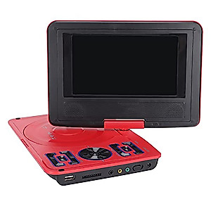 Zunate 6.8'' Portable Mini DVD Player, with 270° Swivel HD LCD Widescreen Display Screen, Support USB/SD Card/Sync TV and Multiple Disc Formats, for Kids/Parent at Home/Travel(red)