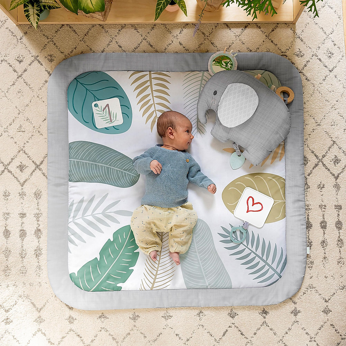 Ingenuity Sprout Spot Baby Milestone Tummy Time Activity Mat and Play Gym Unisex Ages 0+ Months 40 x 40 Inches