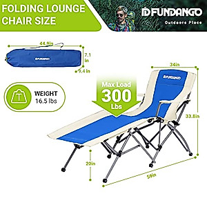 FUNDANGO Outdoor Lounge Reclining Camping Chair, Oversized, Blue/Beige