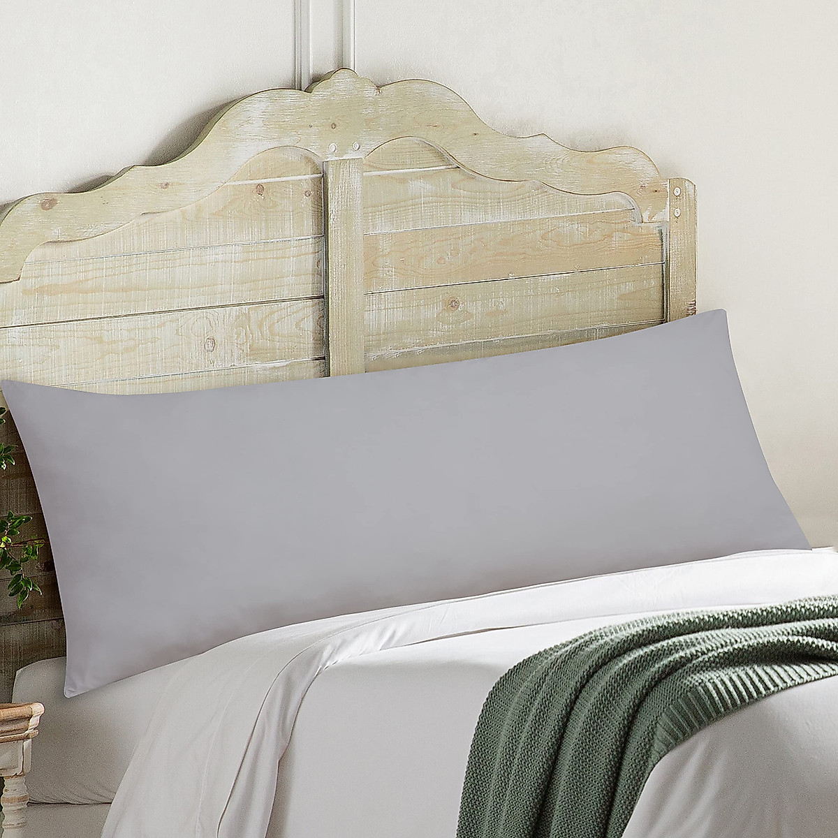 ROYALE LINENS Body Pillow Cover - Double Brushed 1800 Microfiber - 20"x54" with Hidden Zipper Closure - Wrinkle & Fade Resistant - Super Soft Body Pillowcase 2 Pack (Silver, Pack of 2)