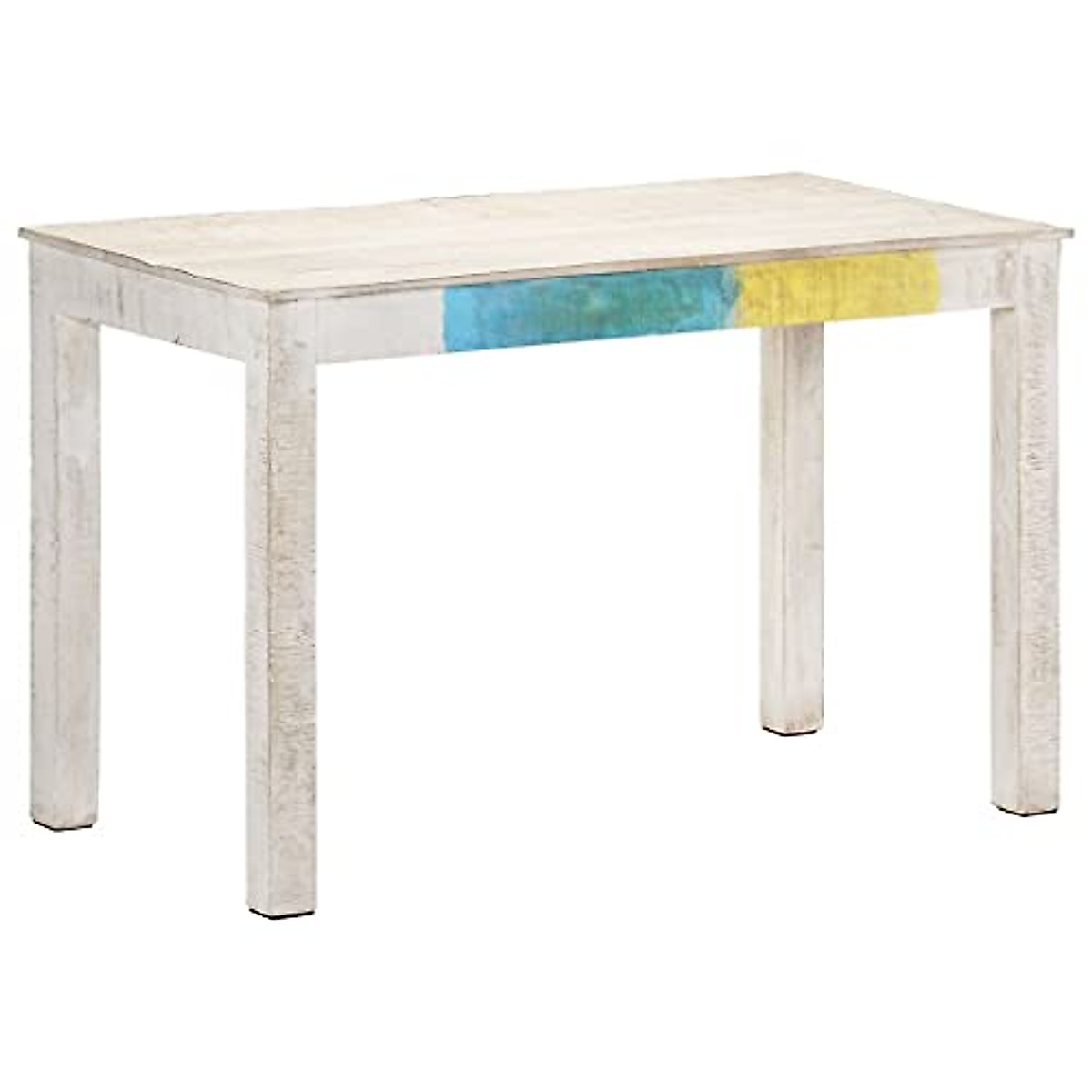 ULUYYUC Dining Table White 47.2"x23.6"x29.9" Solid Mango Wood,Office Desks Party Table Kitchen Tables Kitchen Furniture Outdoor Table for Living Room, Kitchen, Backyard, Wedding,Office