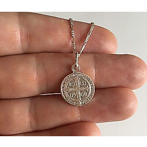 925 STERLING SILVER SAINT BENEDICT NECKLACE 18" LONG 24X15mm / 925 PLATA ESTERLINA CADENA DE SAN BENITO 18" LARGO