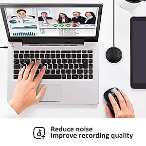 Dreokee Conference Microphone 3.5mm Desktop Computer Mic for Computer Desktop and Laptop 360° Omnidirectional Condenser Mic for Online Meeting/Class, Skype, Recording, Chatting, Gaming