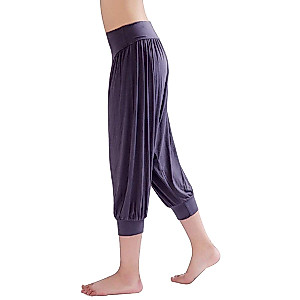 LKXHarleya Women Modal Harem Yoga Pants Loose Casual Fold Over Pilates Capri Pants Yoga Pants