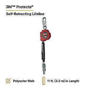 3M - 3100425 PROTECTA Rebel 11' Polyester Web Self-Retracting Lifeline, Black/Red