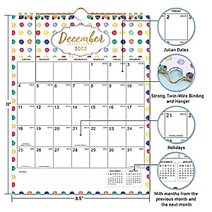 Calendar 2021-2022 - 18 Monthly Wall Calendar, 11'' x 8.5'', Jul. 2021 - Dec. 2022, Twin-Wire Binding, Ruled Blocks with Julian Dates, Vertical, Perfect for Planning and Organizing Home and Office
