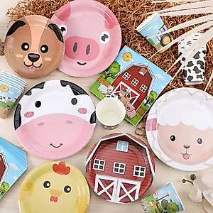 Xiangqu 170 Pcs Farm Animals Plates and Napkins Set, Barn Theme Farm Animals Party Supplies Include Plates,Napkins and Cups Farm Birthday Decorations for Kids Birthday, Baby Shower