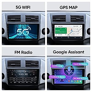 9 Inch 5G WiFi (2G Ram 32G ROM) 8Core Car Stereo Radio Head Unit for RAV4 2006-2011 with Carplay Android Auto,Android 10.0 GPS Navigation Support 48EQ Mirroring Airplay Rear Backup 1080P SWC