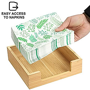 MaxGear Bamboo Napkin Holder, Lunch Napkin Holders for Tables, Table Top Decorative Napkin Tray for Dining Table and Kitchen,Wooden Luncheon Napkin Holder Tissue Dispenser 1 Pack