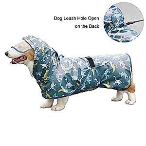 Waterproof Dog Raincoat, Adjustable Reflective Dog Rain Coat with Hoodie, Lightweight Dog Rain Jacket Dog Poncho Slicker with Leash Hole for Small Medium Large Dogs (Large, Green)