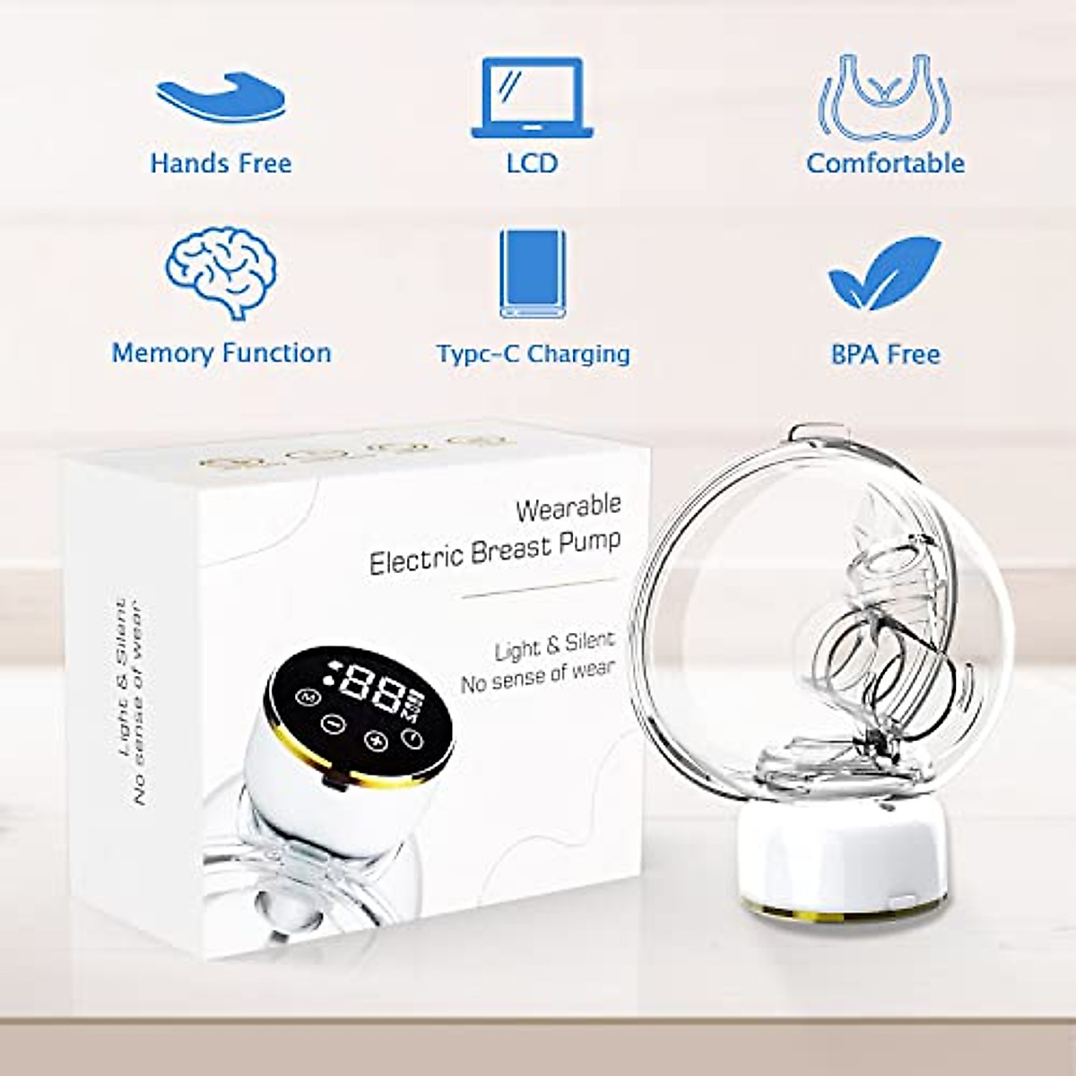 Wearable Breast Pump,Quiet & Hands-Free,Portable,in-Bra Double Electric Breast Pump(Black)