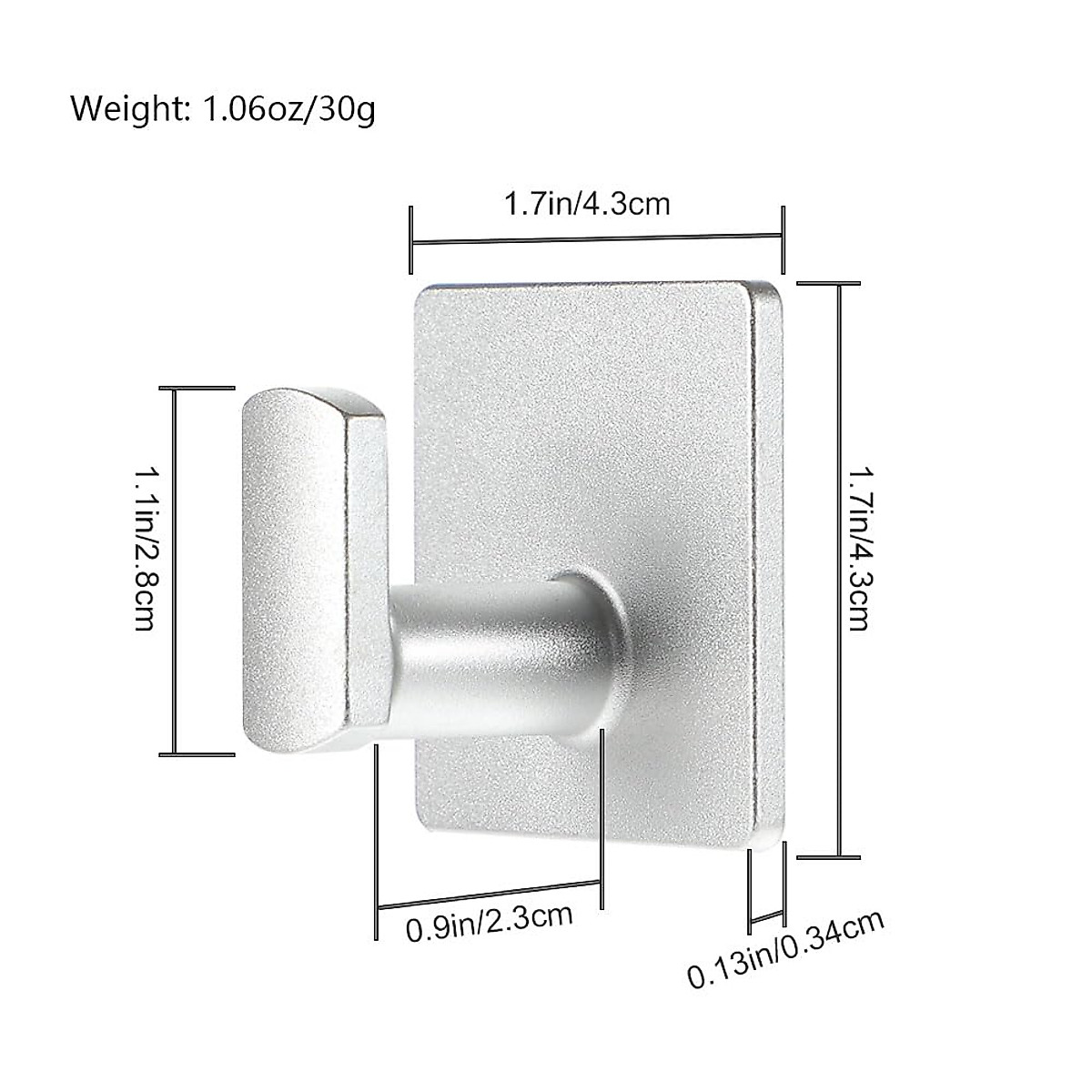 RELONGGI 4 Pack Towel Hooks，Bathroom Towel Holder，Shower Hooks for Inside Shower，Adhesive Wall Hooks for Clothes Kitchen Bathroom Bedroom, Waterproof Rustproof Aluminum (Silver)