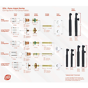 SÜA® - Long Wedge Collet for 17, 18 & 26 Series TIG Torches with Fused Quartz Argon-Saving Configuration - Size: 1/8'' - (10-PACK)