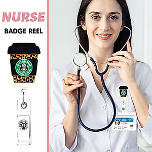 Nurse Badge Reel, Cute Badge Reel Retractable for Nurses, Badge Reel Holder Retractable with Alligator ID Clip Badge Reel Glitter for Office Worker Doctor Nurse (Golden)