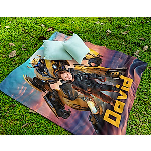 Customized Blanket with Pictures, Robot Themed Gifts for Boys Teen, Kids Custom Made Blankets 30 x 40, Guy Gift Ideas for Birthday Christmas Graduation, Gift for Son Nephew Grandkid Brother KC60