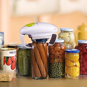 Higher Torque and One Touch Electric Jar Opener Easy Remove Almost Size Lid with Auto-Off, Powerful Bottle Opener for Arthritic Hands, Automatic Jar Opener for Weak Hands and Seniors (White)