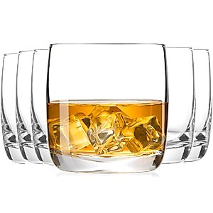 Whiskey Glasses Set of 6, Premium Crystal Bourbon Glass, 10.5 oz Drinking Glasses for Scotch, Cocktail, Whisky and Juice, Transparent Rocks Glasses Tumbler, Dishwasher Safe Glassware