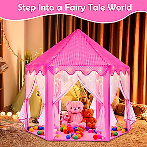 Princess Tent Toys Gift Girls Large Castle Playhouse with 16.5 Feet 40 Star Lights for Toddlers Kids Children Indoor Outdoor Games - ASTM/CPC Certified