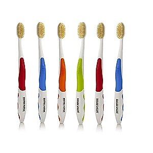 MOUTHWATCHERS Dr Plotkas Extra Soft Flossing Toothbrush Manual Soft Toothbrush for Adults, Ultra Clean Toothbrush, Good for Sensitive Teeth and Gums, Multicolor, 6 Pack