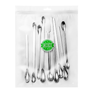 UKCOCO Lab Spatula,9 in 1 Stainless Steel Sampling Laboratory Scoops - Lab Mixing Spatulas,Length 16/18/20/22CM