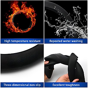 AICEL Car Silicone Steering Wheel Cover, Soft Anti-Slip Auto Steering Wheel Protector Fit 14 Inch, Universal Vehicle Interior Accessories for Cars, SUVs, Trucks, and Vans (Black)