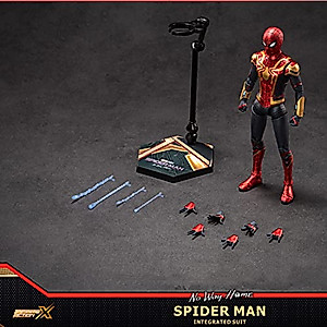 LonullyMege No Way Home Spiderman Action Figures-2022 New Released Legends Movie Hero Series-All Joints Movable 7 Inch Exquisite Collection Iron Spiderman Toy (Gold & Red)