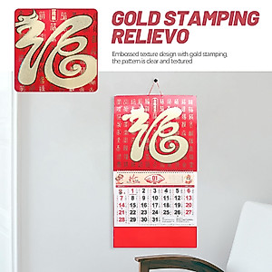 MAGICLULU Paper Calendar 2024 Wall Calendar Vintage Year of Dragon Hanging Calendar Traditional Chinese Lunar Calendar Monthly Schedule Agenda Planner for Home Office Calendar Washi Tape