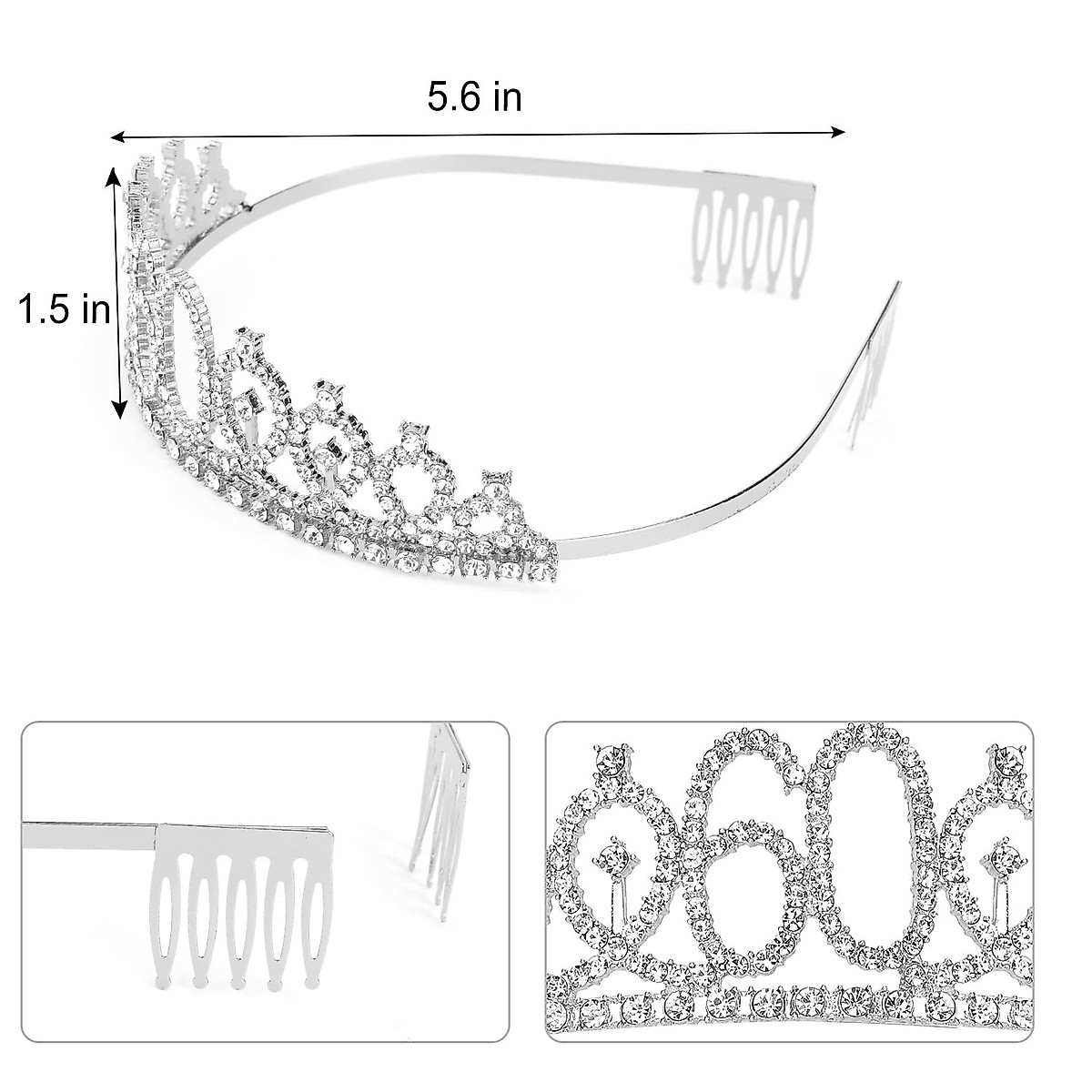 Tihebax 60th Birthday Sash and Tiaras for Women, 60th Birthday Decorations Women Fabulous Sash and Crown for Women 60 & Fabulous Birthday Gifts for Happy 60th Birthday Party Favor Supplies (Silver)