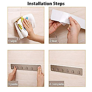 Royal Brands 6 Hook Self Adhesive Wall Mounted Rack - Waterproof Sturdy Backing - Place Anywhere in Your Home Or Garage