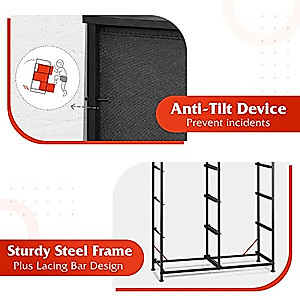 WLIVE Fabric Dresser for Bedroom, Tall Dresser with 8 Drawers, Storage Tower with Fabric Bins, Double Dresser, Chest of Drawers for Closet, Living Room, Dormitory, Charcoal Black Wood Grain Print