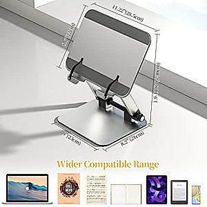 Book Stand for Reading, Grathia Adjustable Book Holder with Page Clips & Multi Heights Angles, Aluminum Ergonomic Desk Page Holder Foldable Book Stands Holder for Textbook Recipe Music Tablet (12'')