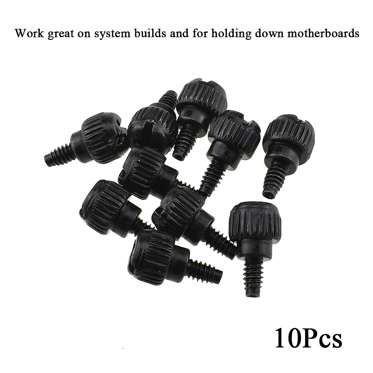 Hahiyo Anodized Aluminum Thumbscrews 6#-32x6 M3.5 Thread Size Large Knurled Head Cage Mounts Hand Tighten Easy Grip Turn Not Damage Short Inside Sturdy Sleek for Computer Case PCI Slot Black 10PCS