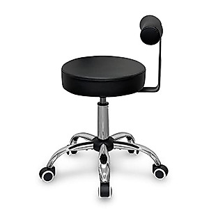 Topline Housewares 360-Degree Rolling Swivel Adjustable 'Timmy' Stool with Lumbar Back Support - Chrome/Black