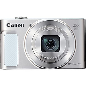 Canon PowerShot SX620 HS Digital Camera (White) (1074C001) + 64GB Memory Card + 2 x NB13L Battery + Corel Photo Software + Charger + Card Reader + LED Light + Soft Bag + More (Renewed)