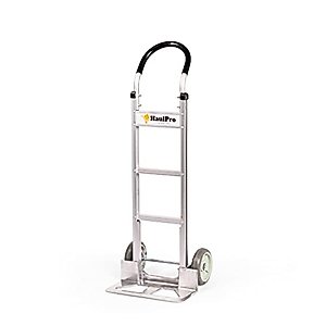HaulPro Heavy Duty Aluminum Hand Truck - 8" Wheels with Horizontal Loop Handle and 500 lbs Load Capacity | 50.25" High, 17.5" Wide and 17.75" x 9" Diecast Nose Plate